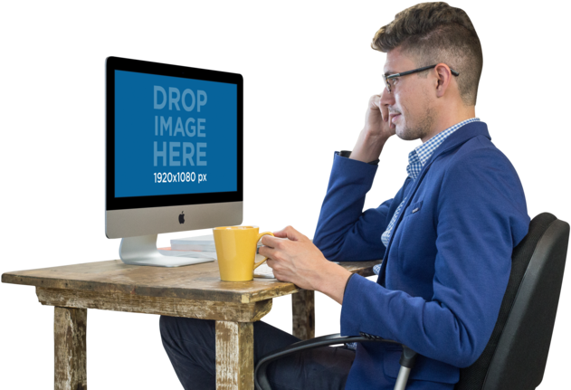 Sitting Person Computer Png (640x480), Png Download