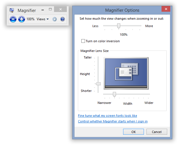 Windows Magnifier Settings - Magnifier (626x508), Png Download