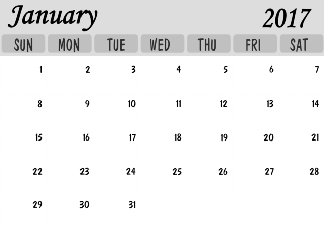 January 2017 Calendar Png - 2011 (640x461), Png Download