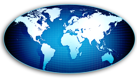 Map Of World Purple And Orange (550x326), Png Download