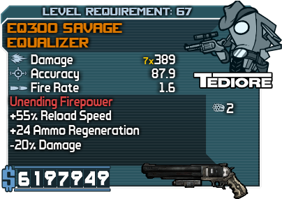 Eq300 Savage Equalizer - Borderlands Combat Rifle (500x300), Png Download