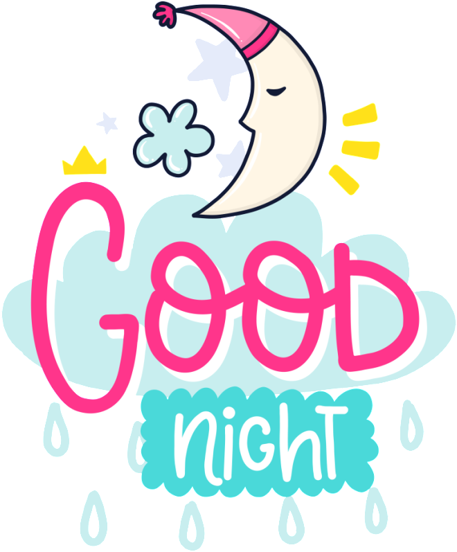 Hand Drawn Cartoon Good Night Card Vector - Kalilaine Creation Good ...