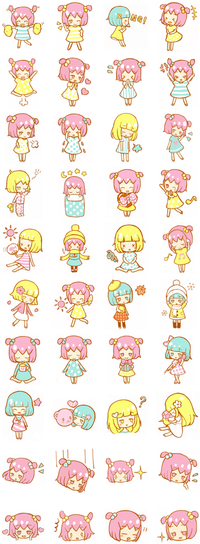 Download Previous - Cute Girl Line Sticker | Transparent PNG Download ...