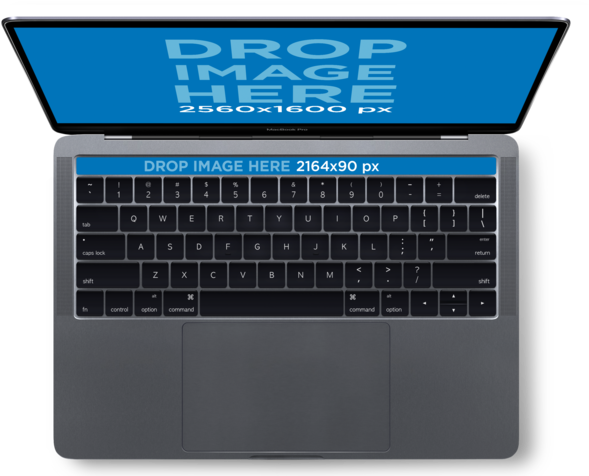 Macbook Pro With Touch Bar Mockup Over A - Macbook Pro Top View Mockup ...