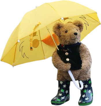 Contact Binky Bear - Teddy Bear With Umbrella (350x369), Png Download