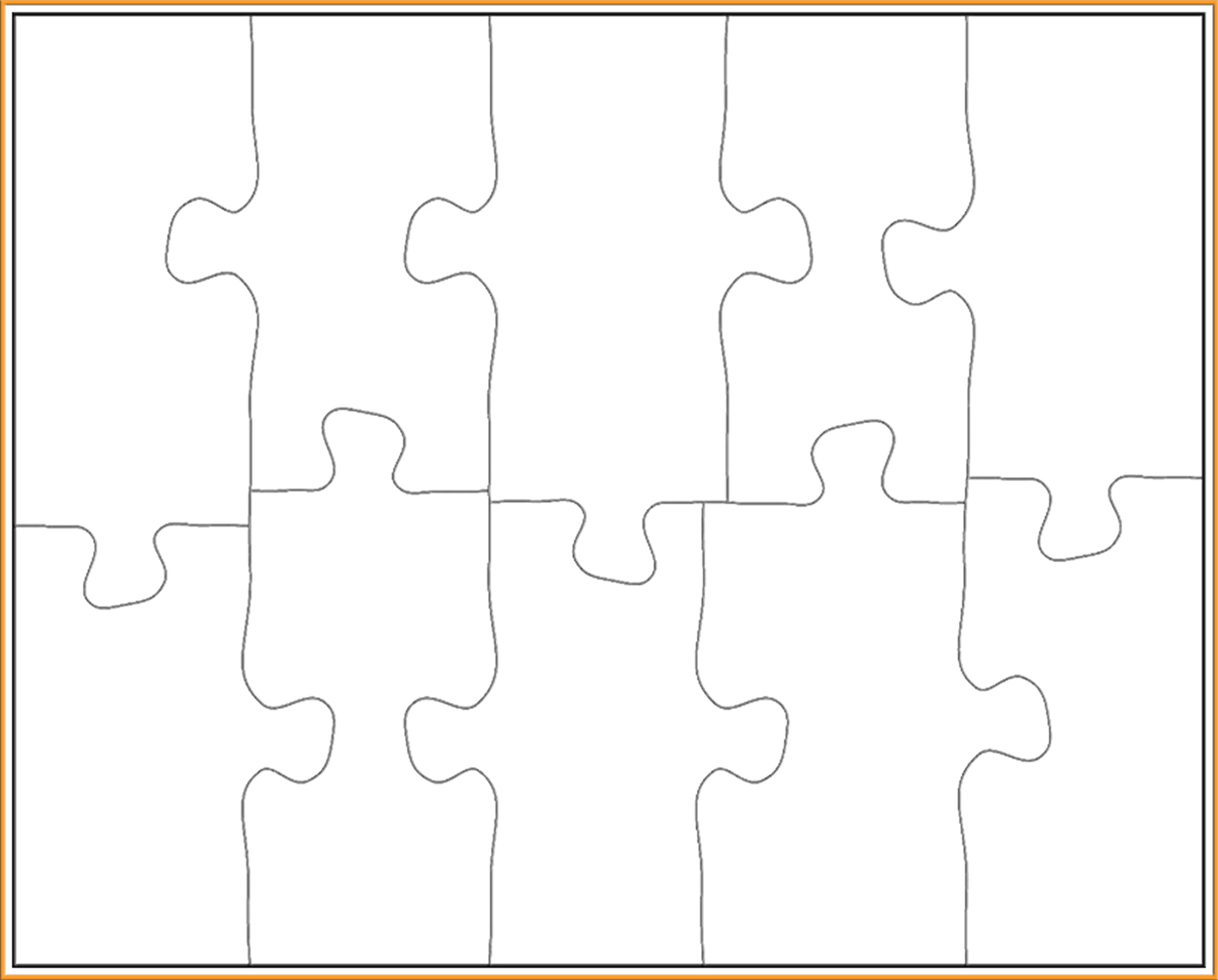 Download 8 Puzzle Pieces Template Download - Line Art | Transparent PNG ...