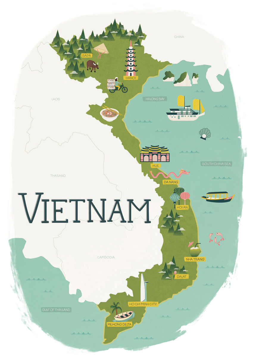 Download How We Can Help You - Vietnam Illustrated Map | Transparent ...