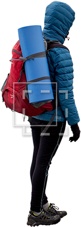 A Female Hiker Dressed For The Elements Carrying Some - Hikers Cut Out ...