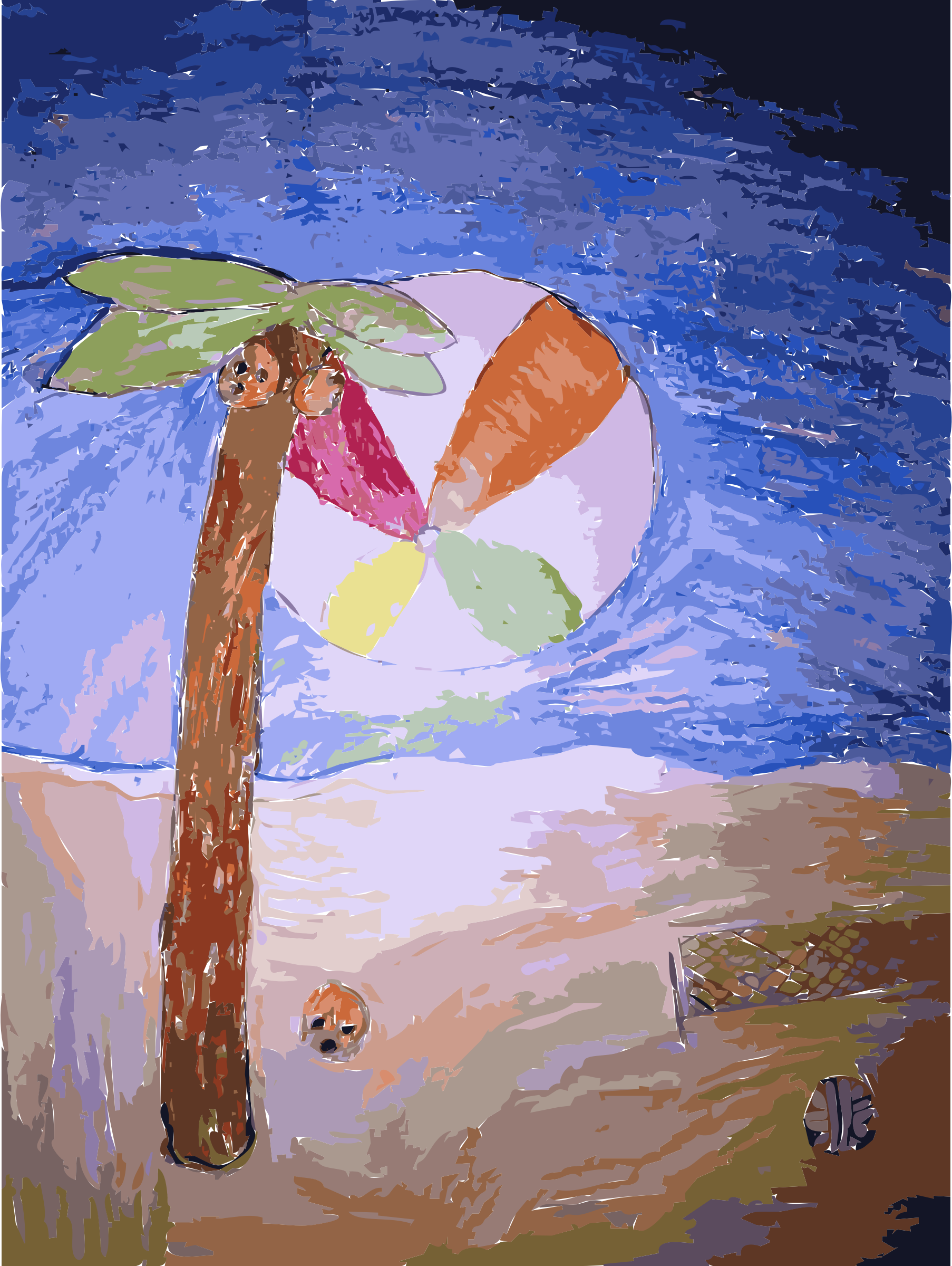 Palm Trees Painting Sand Date Palm - Palm Trees (564x750), Png Download