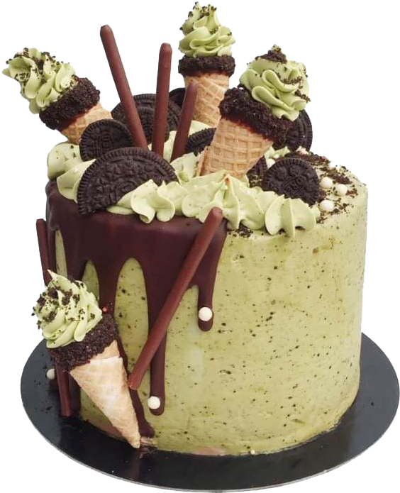 Matcha Drip Cake (900x900), Png Download