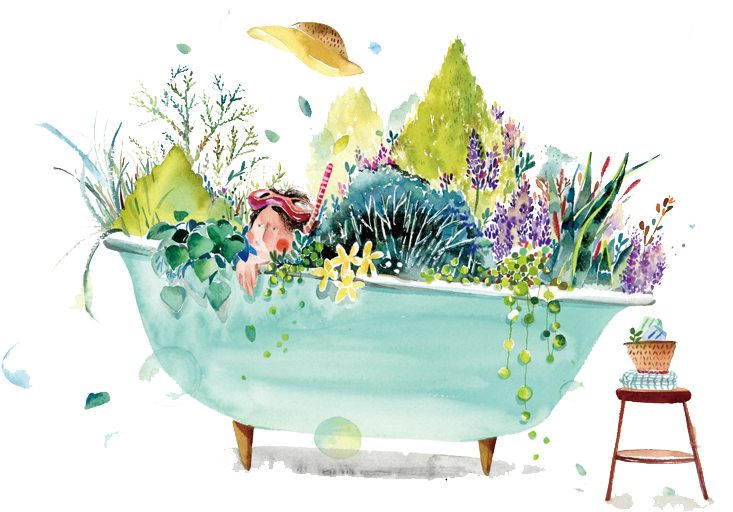 Bath Drawing Watercolor - Watercolor Painting (842x579), Png Download