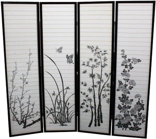 4 Panel Folding Screen Room Divider- Butterfly - Transparent Screen ...
