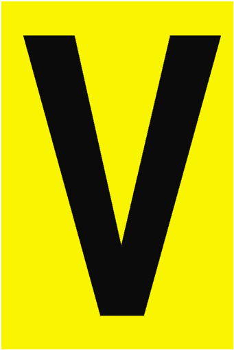 Letter V Yellow Sign - Sign (600x600), Png Download