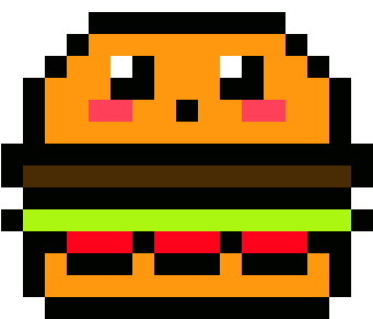 Derpy Cute Hamburguer - Kawaii Pixel Art Hamburger (400x310), Png Download