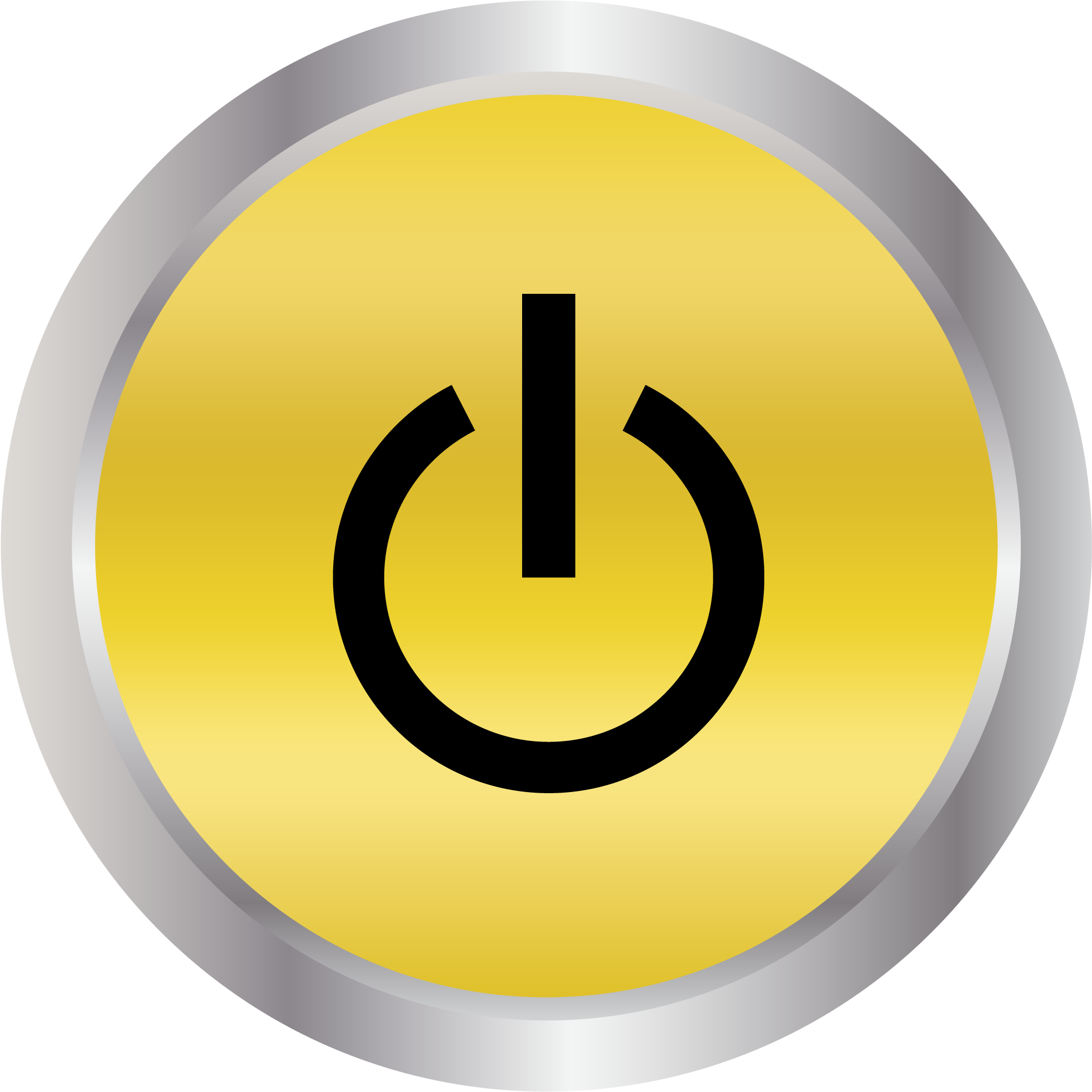 Gold Button Hr - Power Button Yellow Png (2000x2000), Png Download
