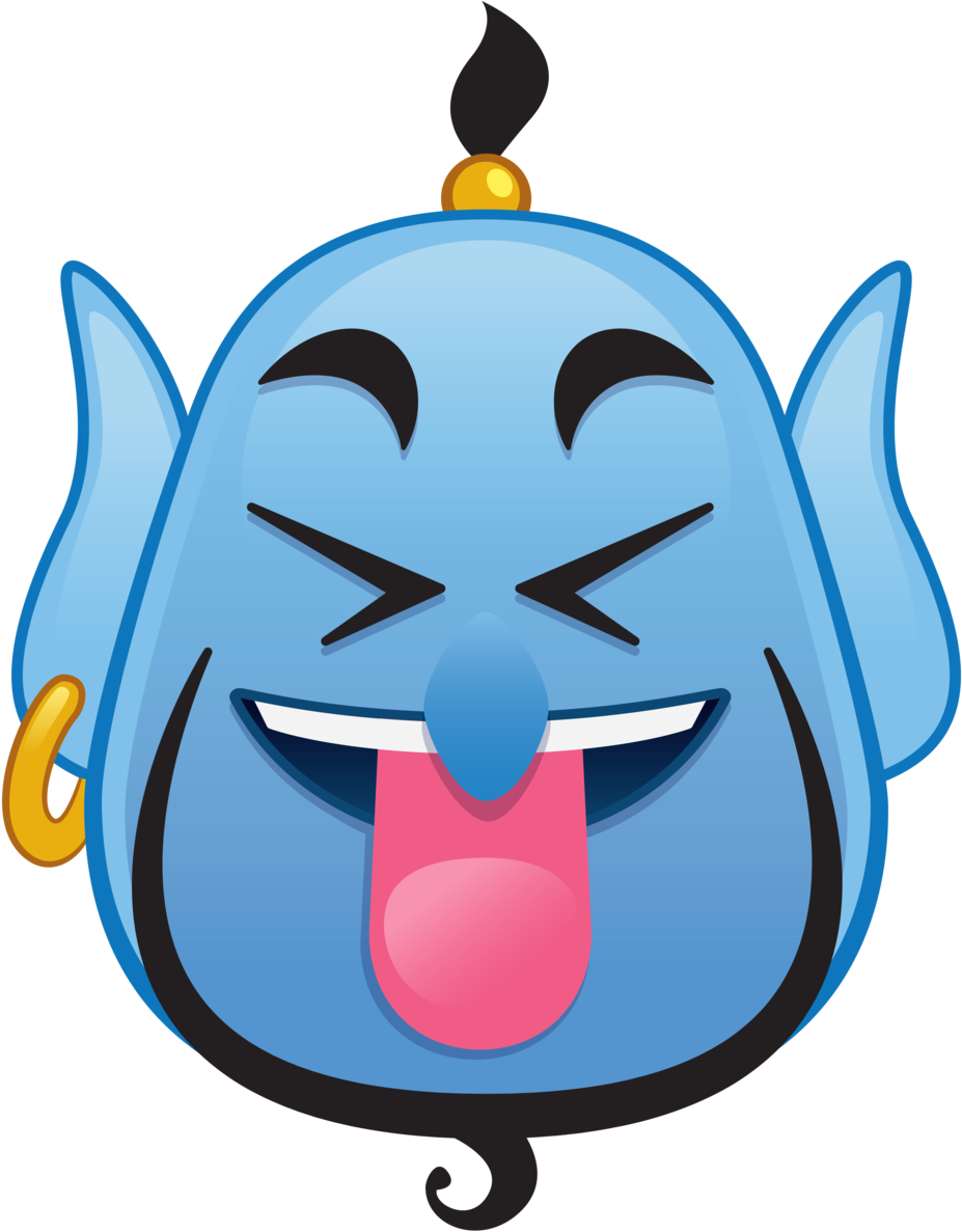 Genie Tongue Out - Disney Emoji Blitz Genie (983x1200), Png Download