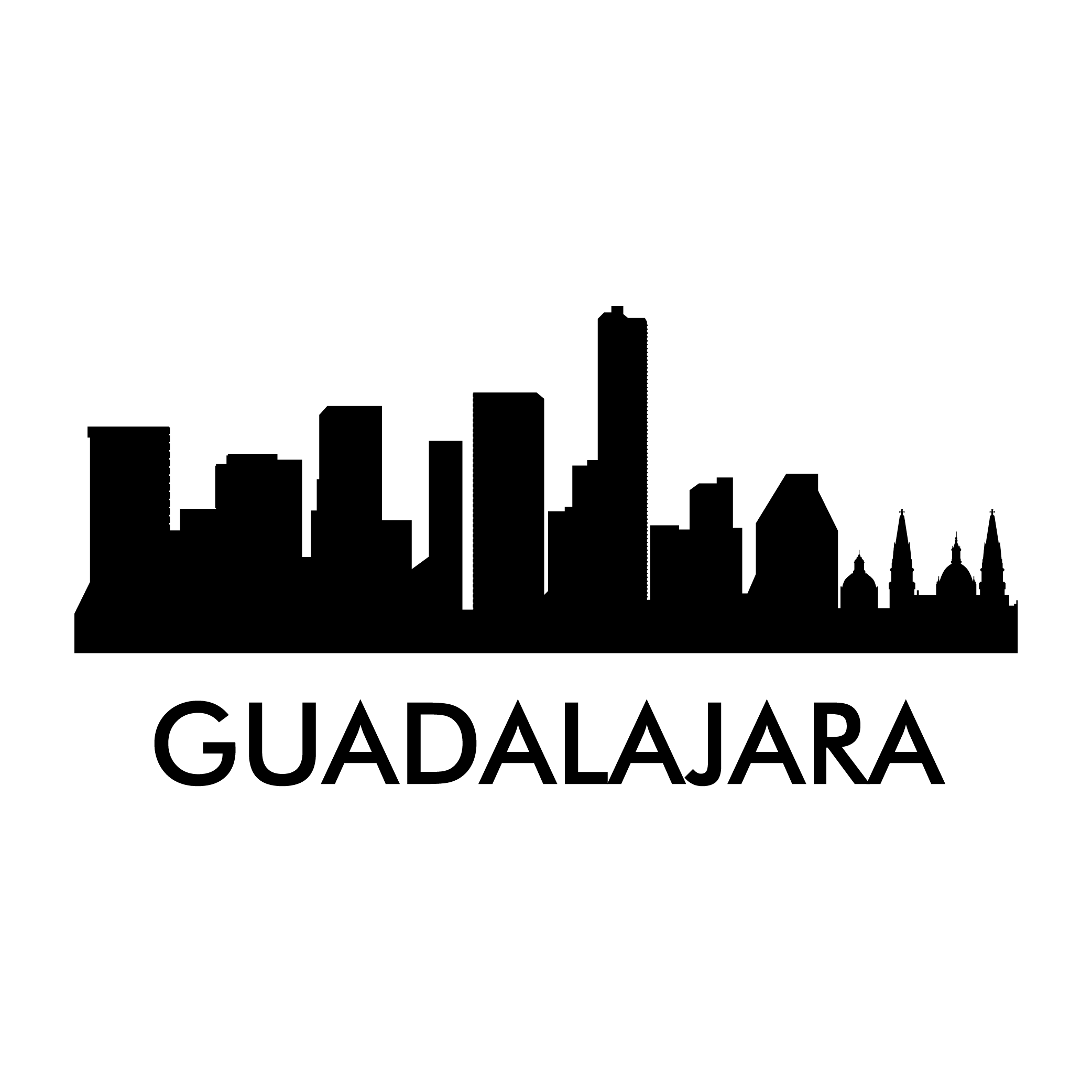 Guadalajara Skyline Decal - Smart Blonde M-8739 3.5 X 2 Elty Metal ...