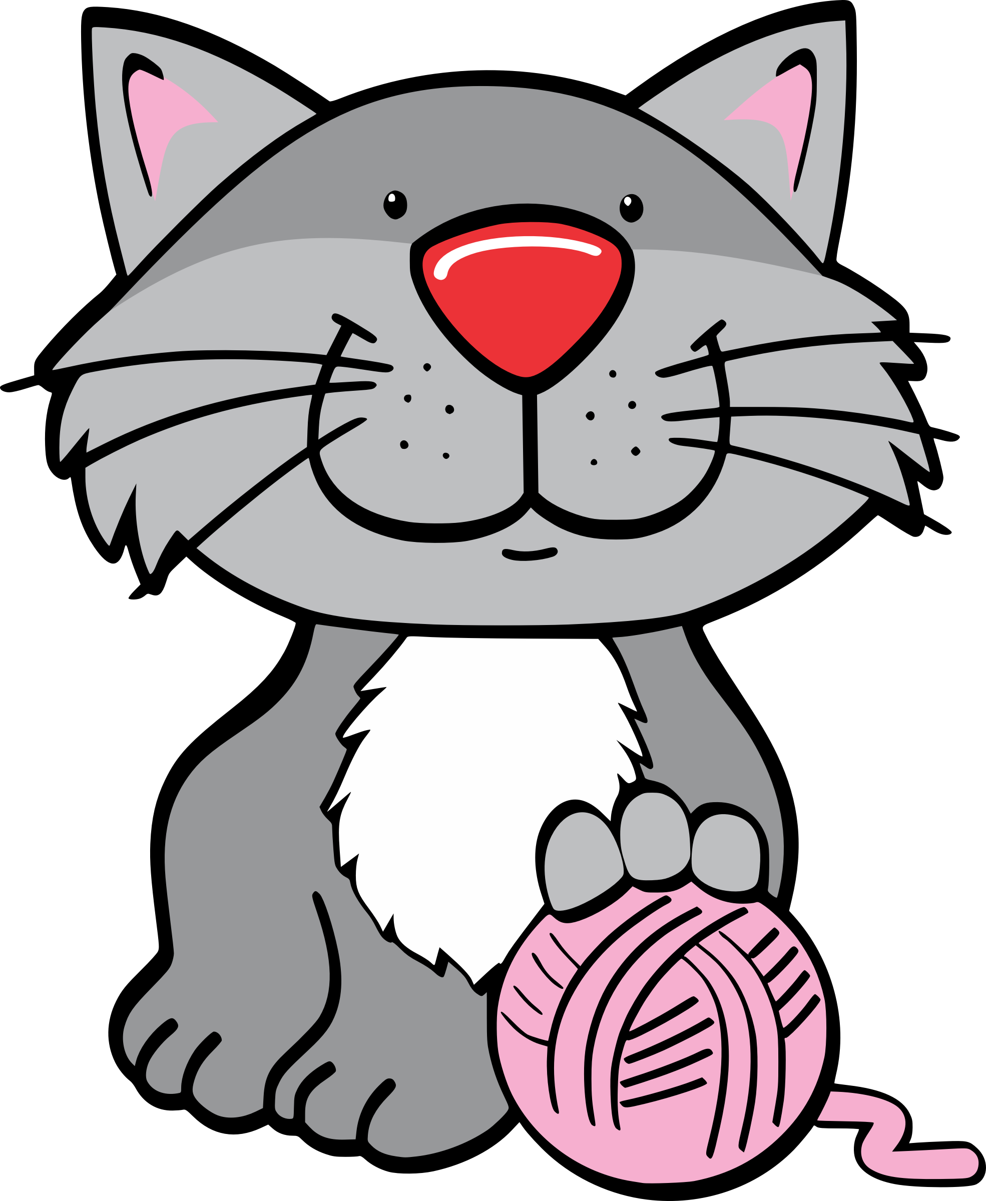 Kitty Clipart Ball Yarn - Cute Cat With Yarn Clipart (821x1000), Png ...