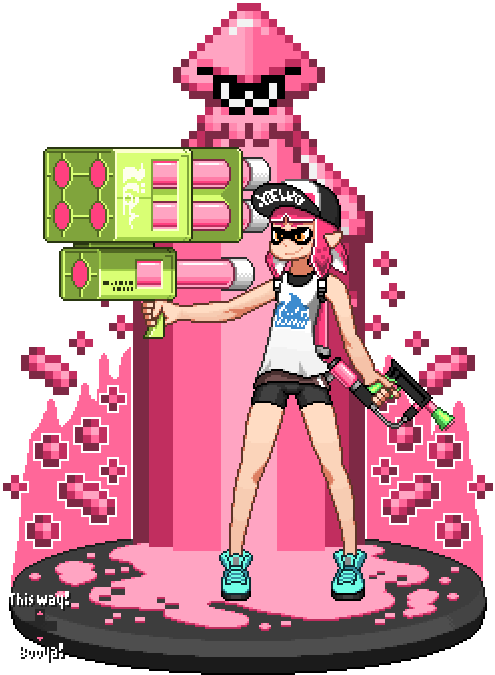 Female Inkling From Splatoon 2 - Pixel Art Splatoon 2 (502x676), Png ...