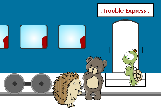Getting Off The Trouble Train - Cartoon (559x374), Png Download
