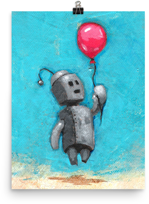 Cute Robot Poster - Varick Gallery 'bot Balloon' Giclee Acrylic ...