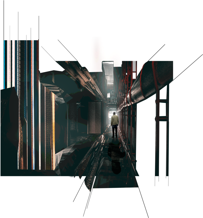 West Hallway Perspective Render Lines' (1000x887), Png Download