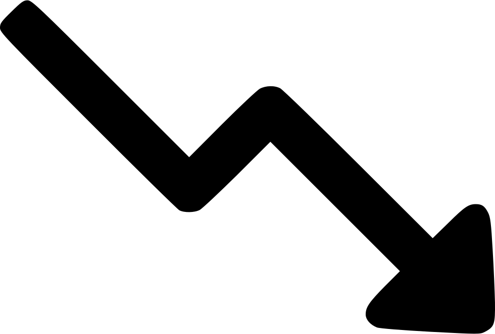 Black Down Arrow Png For Kids - Decrease Arrow Icon Png (980x662), Png ...