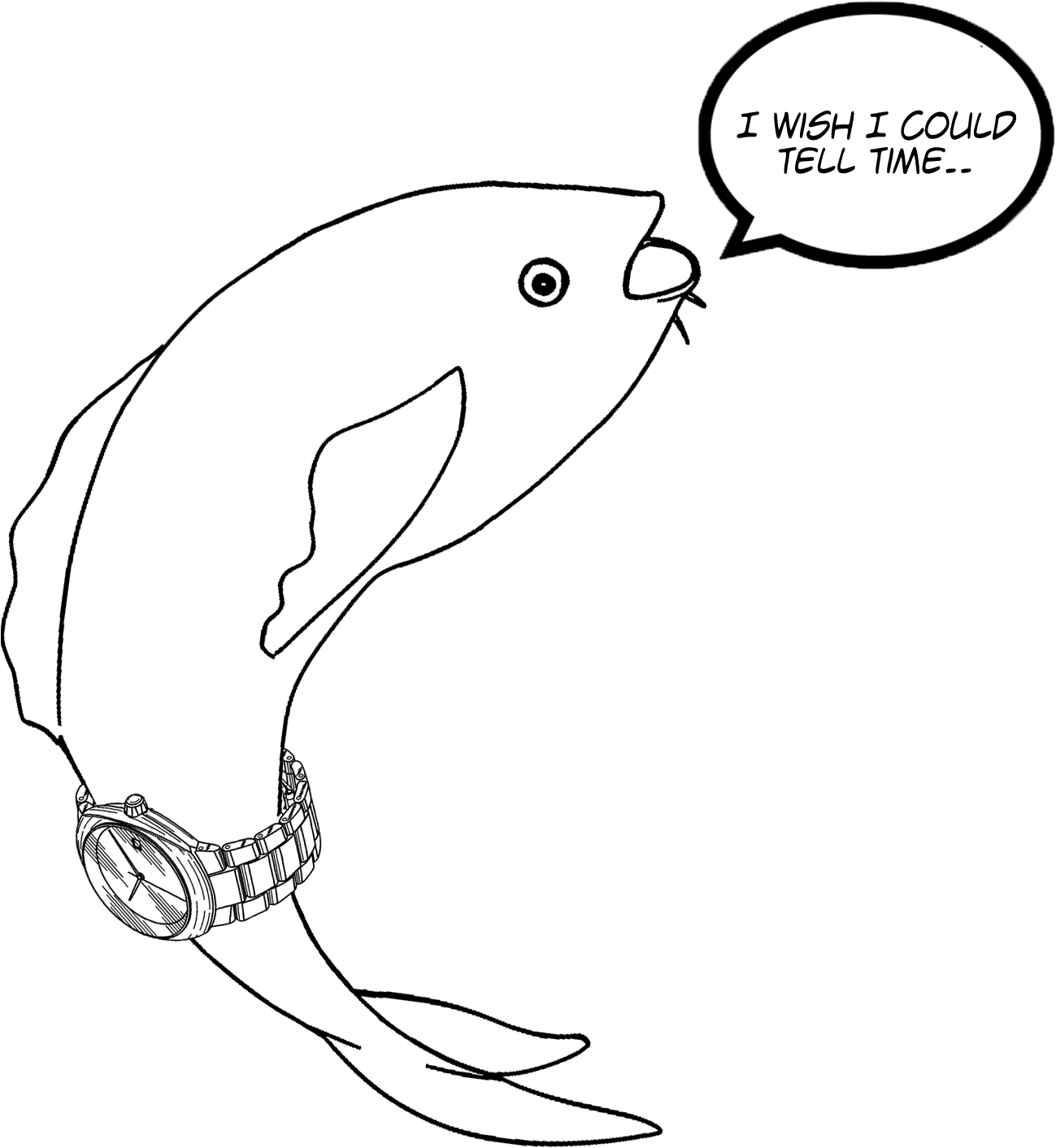 Fish Wearing A Watch Over His Cr - Fish Wearing A Watch (1305x1418 ...