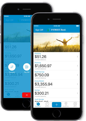 The Intrust Mobile Banking App On A Pair Of Iphones - Mobile Bank ...