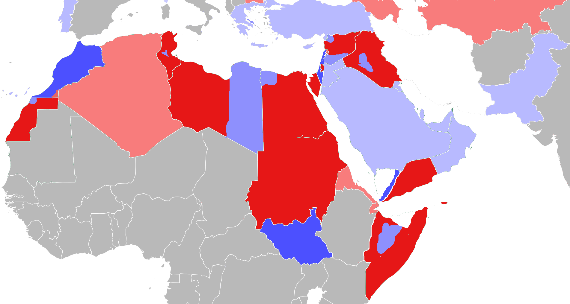 Arab Civil War - Countries Involved Arab Spring (2000x1015), Png Download
