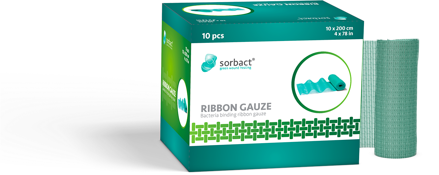 Sorbact® Ribbon Gauze - Carton (1624x901), Png Download