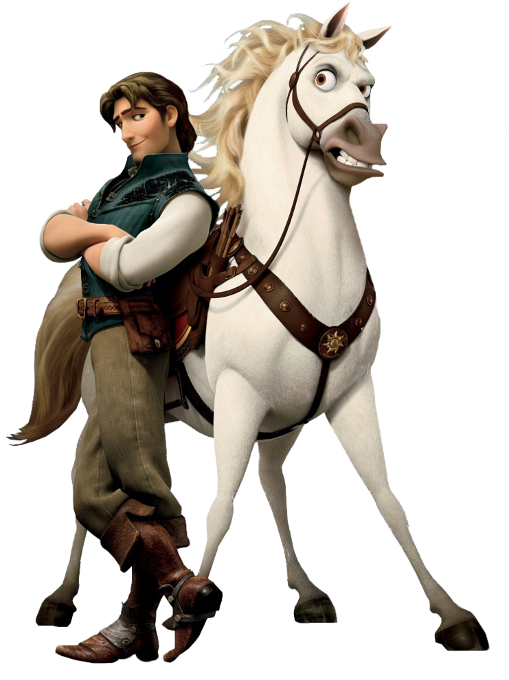 Rapunzel - Rapunzel Principe Y Caballo (761x1024), Png Download