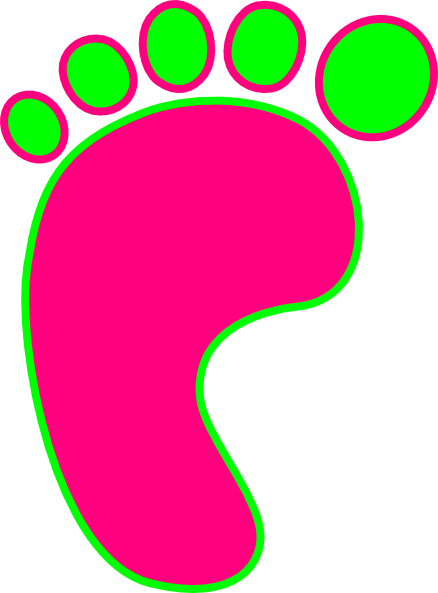 Green And Pink Left Foot Clip Art - Clip Art (438x593), Png Download