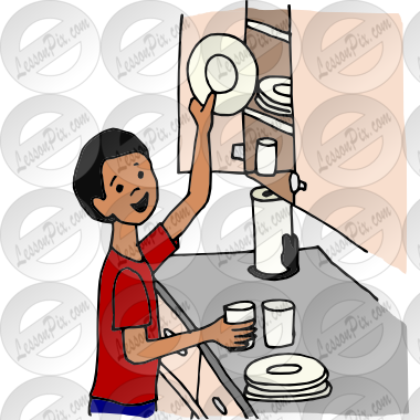 Kid Put Dishes Away Clipart