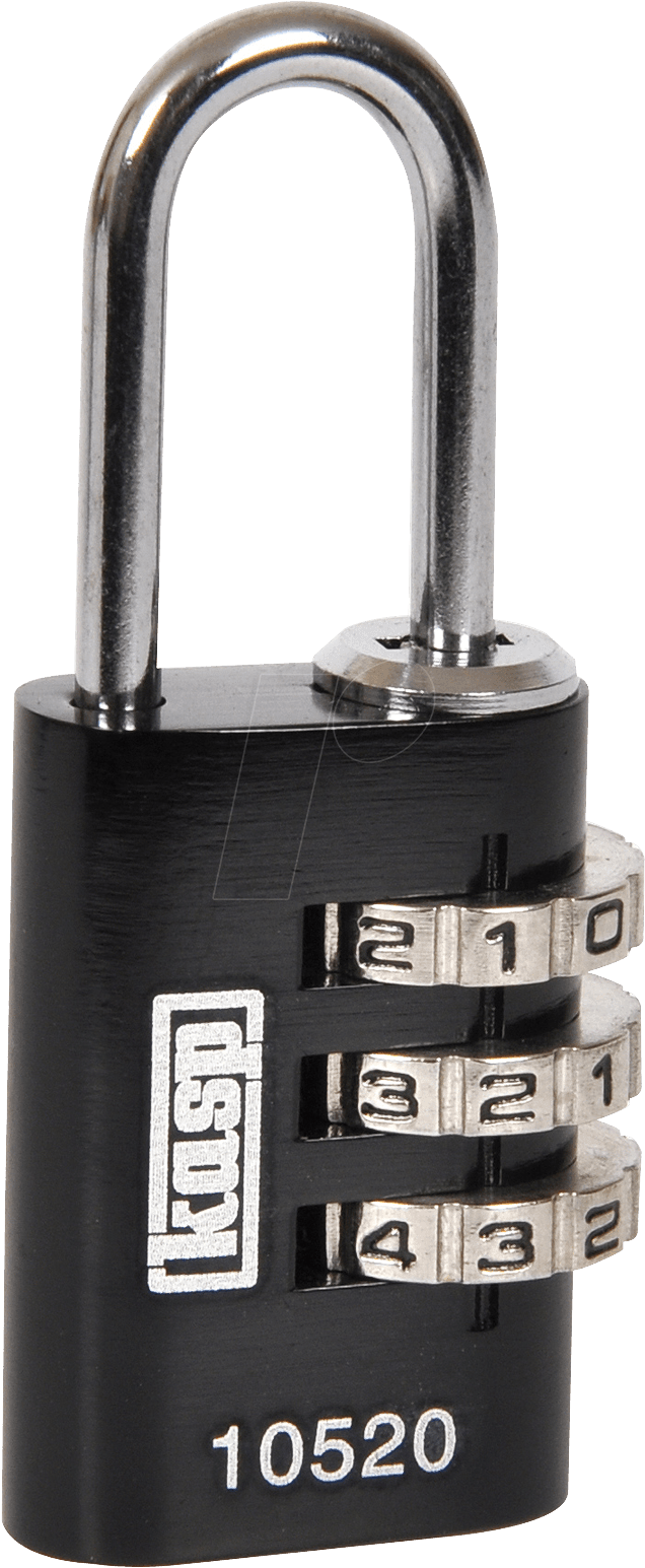 Kasp Combination Lock, 3 Rows, 20 Mm, Black Kasp K10520blad - Kasp 105 ...