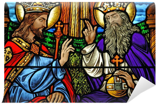 Download Stained Glass Of Jesus At The Right Hand Of God Wall - Right ...