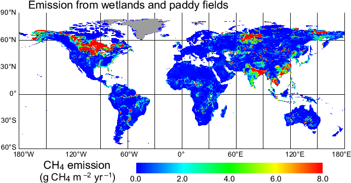 Global Map Of The Estimated Ch 4 Emission From The - Map Of The World ...