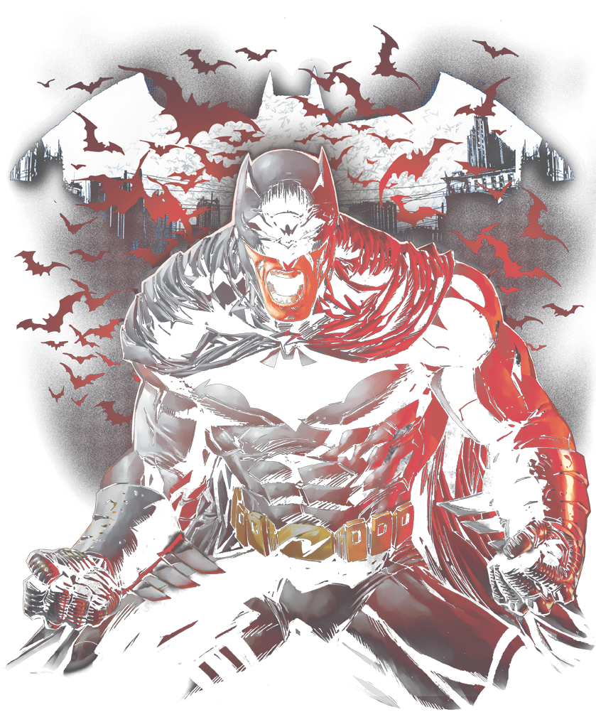 Batman Raging Bat Kid's T Shirt - Crew Neck (850x1044), Png Download