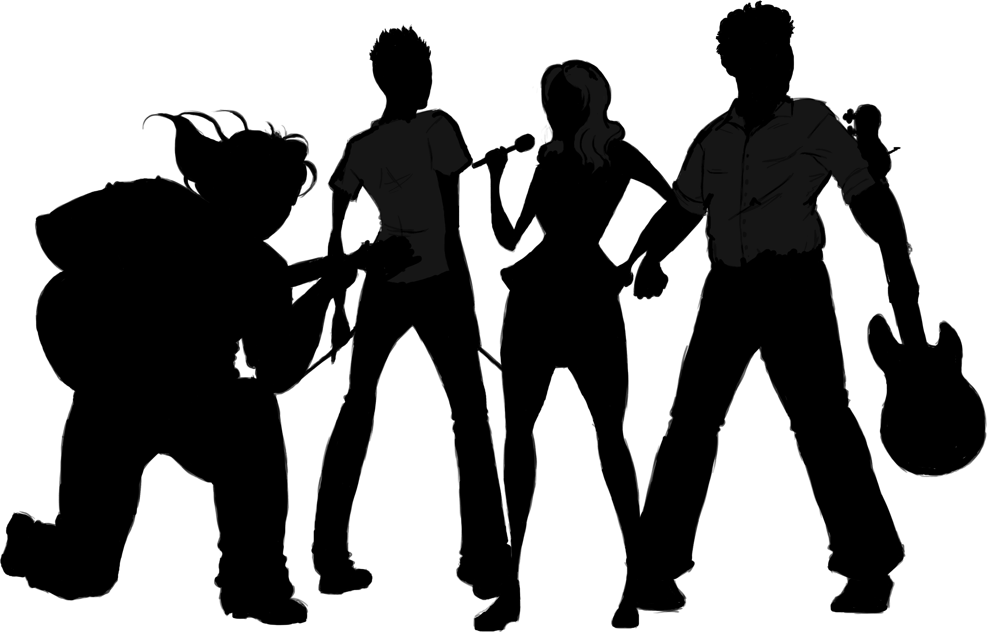 Band Playing Silhouette Png (1500x946), Png Download