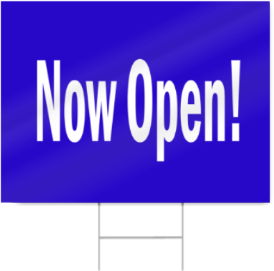 Now Open Sign - Blue (450x450), Png Download