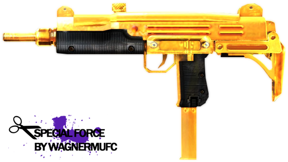 Gold Uzi Png (600x424), Png Download