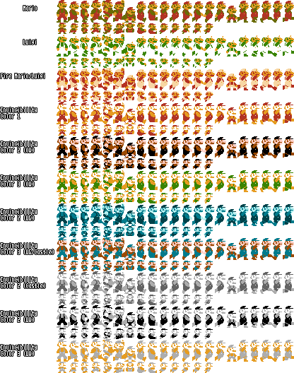 Mario & Luigi - Super Mario Bros Sprites Png (416x528), Png Download