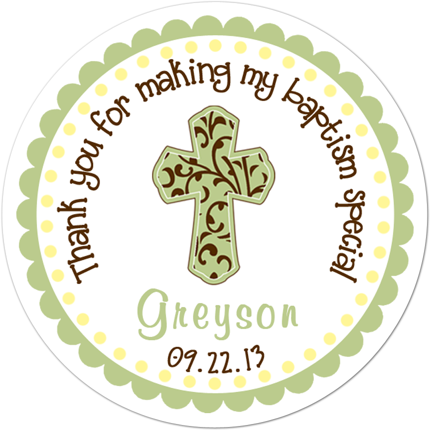 Green Filigree Cross Personalized Sticker - Souvenir Tags For ...