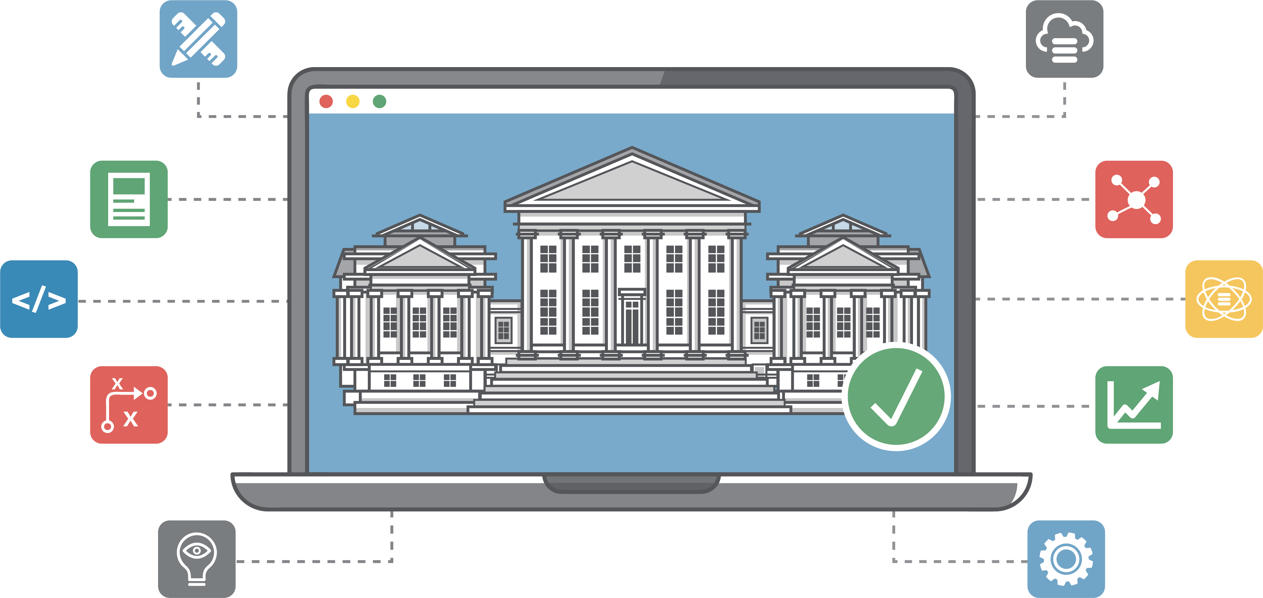 An Abstract Image Of A Government Building In A Computer - Check Mark ...