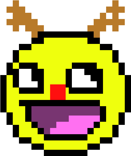 Epic Face Reindeer - Pixel Art Awesome Face (490x550), Png Download