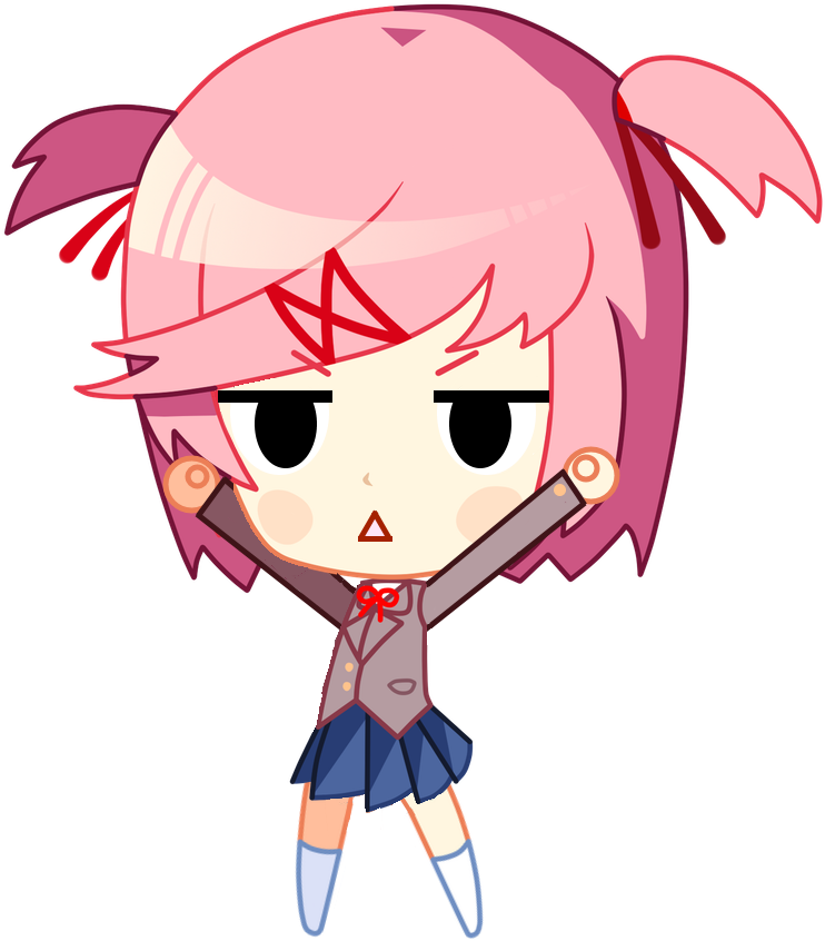 Hd Natsuki Jump Chibi Ddlc Png Chibi Natsuki - Doki Doki Literature Club Chibi Natsuki (960x960 ...