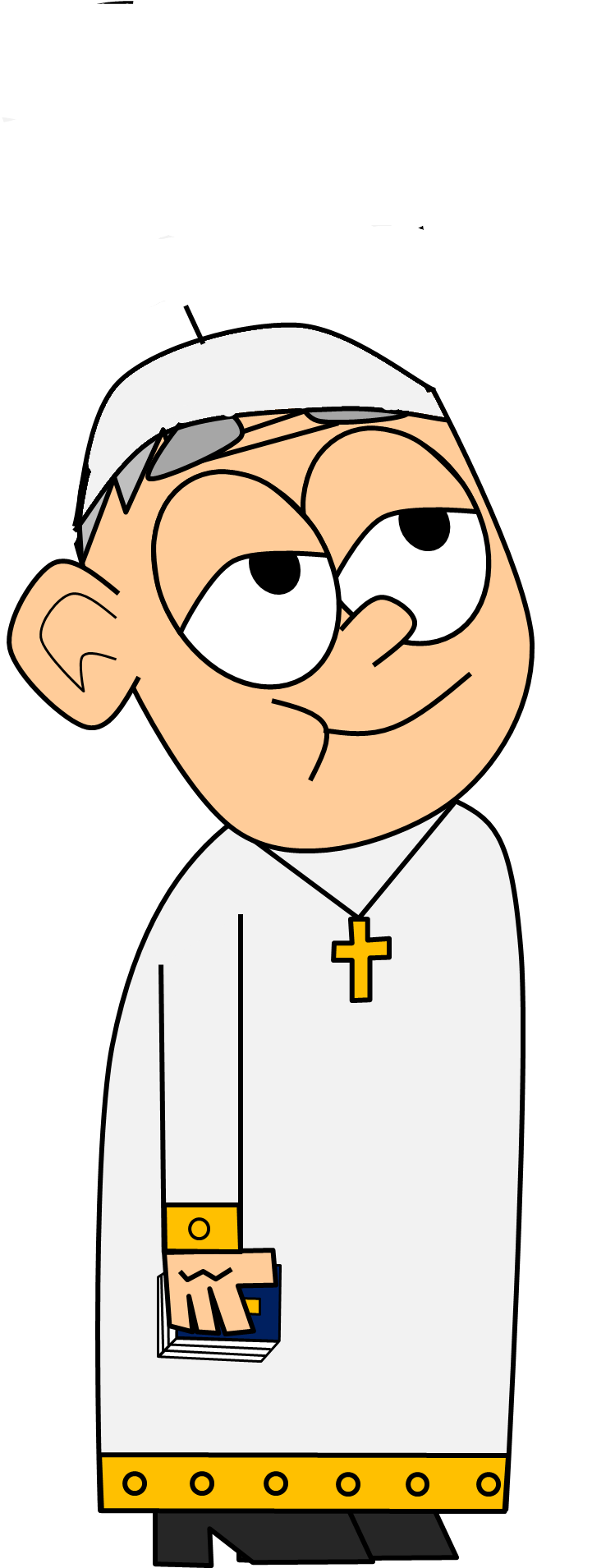 Pope Francis With A Zucchetto - Cartoon (800x1908), Png Download