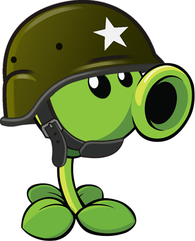 Soldier Pea - Plants Vs Zombies Png (384x473), Png Download