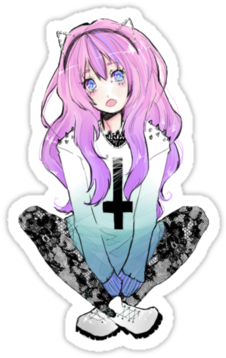 Tumblr Static - Anime Pastel Goth Girl (375x360), Png Download