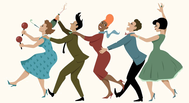 Dance Party Transparent Background - Conga Line (740x404), Png Download
